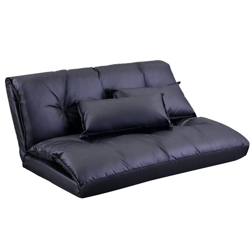 Lazy Sofa Adjustable Folding Futon Sofa Bed with Two Pillows ...