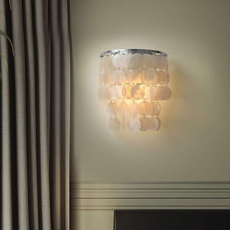 Capiz Shell Flush Mount Ceiling Light Coastal Seashell Sconce - 9.45 ...