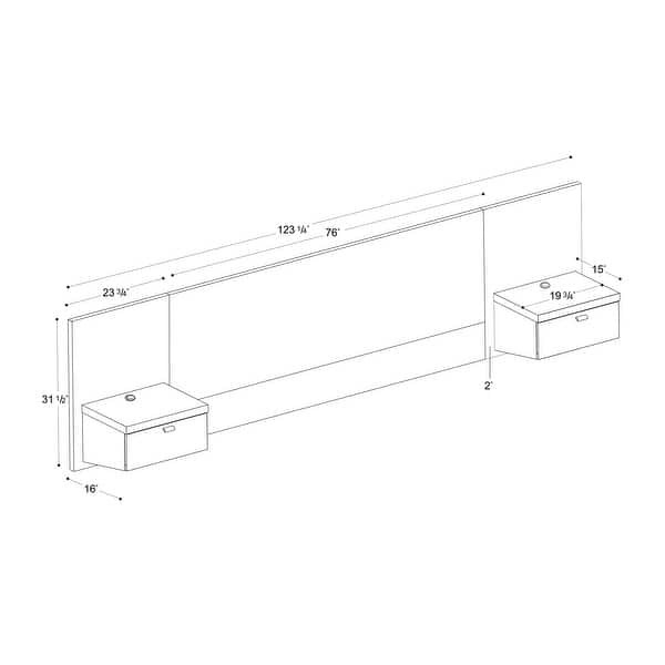 Prepac Series 9 Designer Floating King Headboard with Nightstands - Bed ...