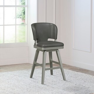 Hillsdale Furniture Aldridge Wood Swivel Bar Stool, Silver - Bed Bath ...