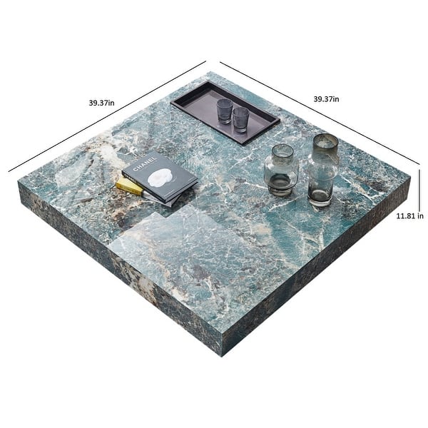 Romision Square Rock Plate Stone Top Coffee Table - Bed Bath & Beyond ...
