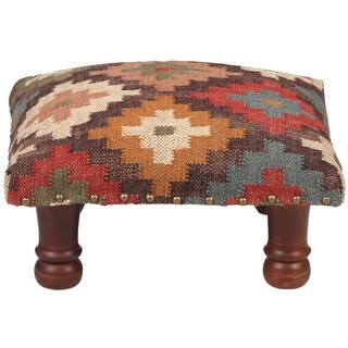 HERAT ORIENTAL Handmade Wool & Jute Footstool - Bed Bath & Beyond ...