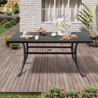 Outdoor 66-Inch Rectangle Dining Table Weather-Resistant Picnic Table ...