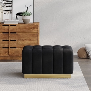 Luxe Velvet Ottoman with Modern Elegance Bedroom,Black - Bed Bath ...