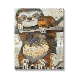 Stupell Smiling Sloth Patchwork Collage Jungle Animal Portrait Canvas ...
