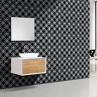 Handmade Amlo in Black with Grey Outline Tile, Pack of 12 (Morocco ...