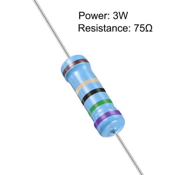 100pcs Metal Film Resistors 75 Ohm 3WTolerances 5 Color Bands - Purple ...