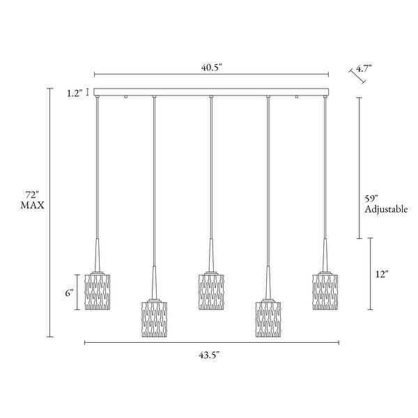 Modern 5-Light Gold Linear Chandelier Glass Kitchen Island Lights ...