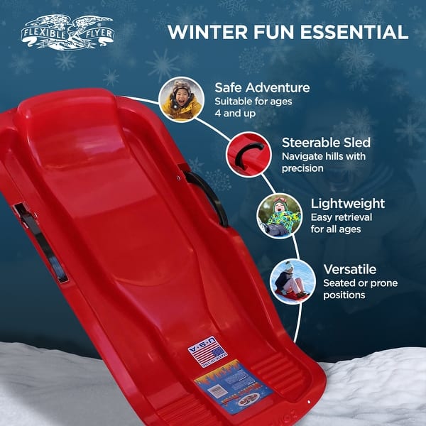Flexible Flyer Winter Heat Snow Sled w/ Steering and Brakes for Kids ...