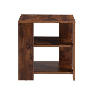 3-tier End Table Square Nightstand Portable Side Table, Rustic Brown ...
