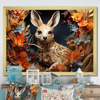 Designart "Baroque Kangaroo Collage" Animals Kangaroo Framed Wall Art ...