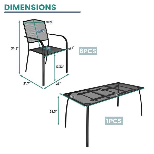 Rectangular iron mesh table with chair (set of 7) - Bed Bath & Beyond ...