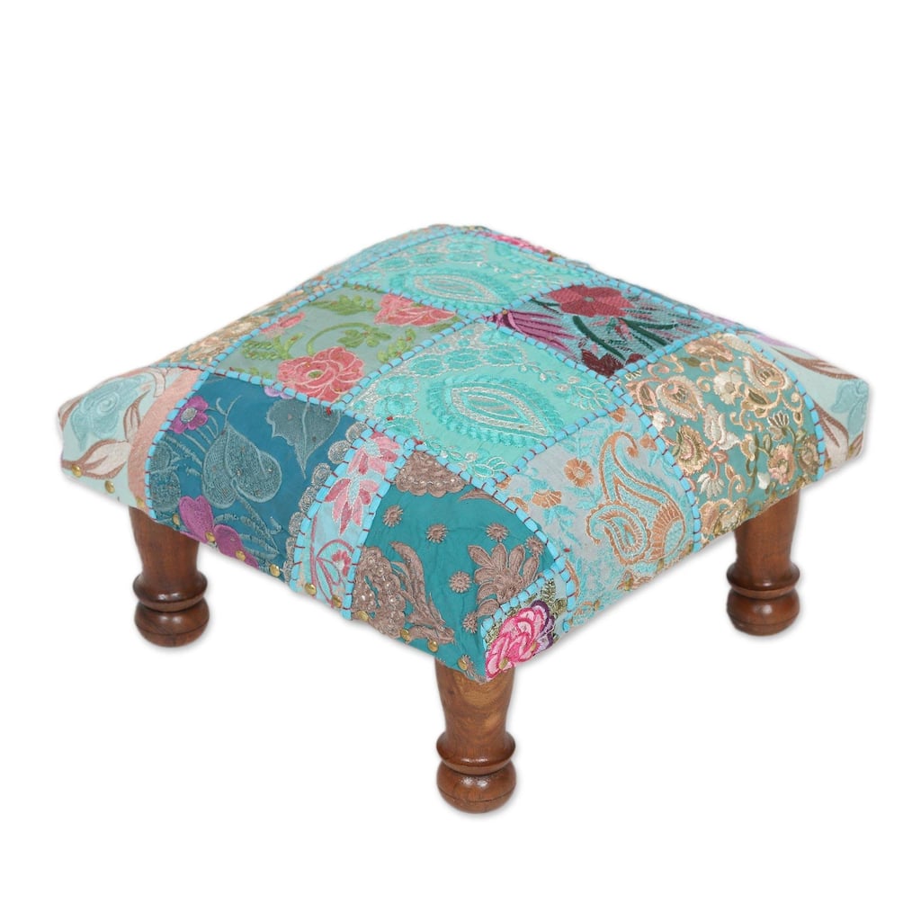 NOVICA Handmade Embellished ottoman Rajasthani Patchwork (India ...
