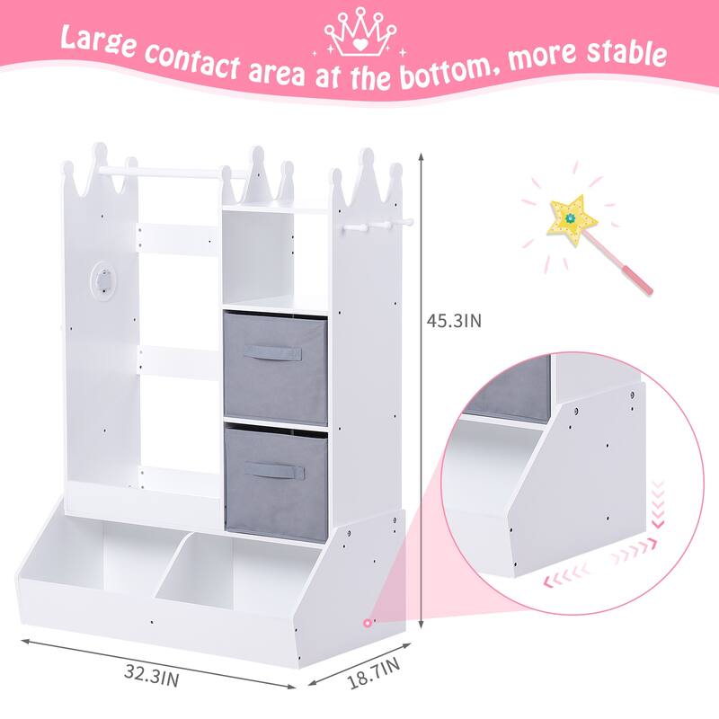 Girls' Dress-Up Storage with Light & Mirror,Kids Clothing Rack, Storage ...