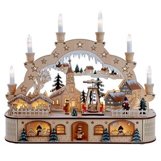 10.25" Battery Operated LED Lighted Musical Santa Christmas Village ...