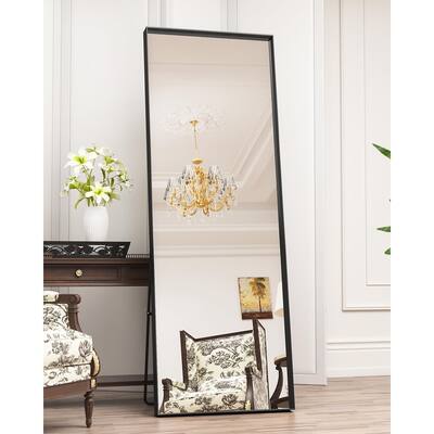Full Length Mirror,66"x23"Nano Glass Floor Mirror with Luxury Brushed ...