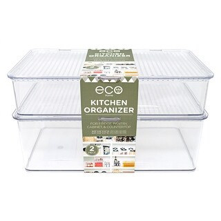 PREMIUS 2 Piece Plastic Kitchen Organizer Box With Hinged Lid, Clear ...