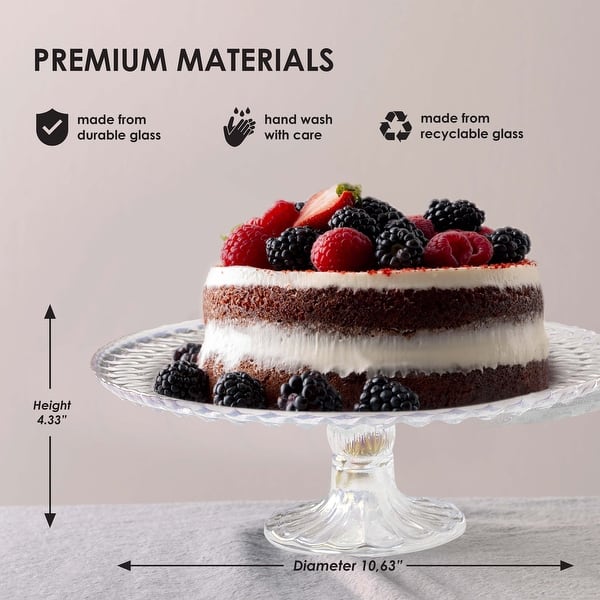 Amici Home Rochester Vintage Footed Glass Cake Plate - 10.5” D x 3.75 ...
