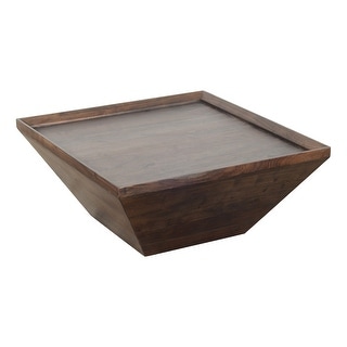 36 Inch Square Shape Acacia Wood Coffee Table with Trapezoid Base ...