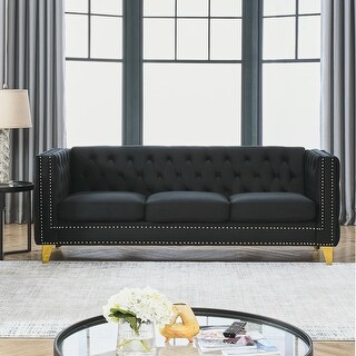 Elegant Chesterfield Sofa with Copper Nailhead Trim - 3-Seater Couch ...