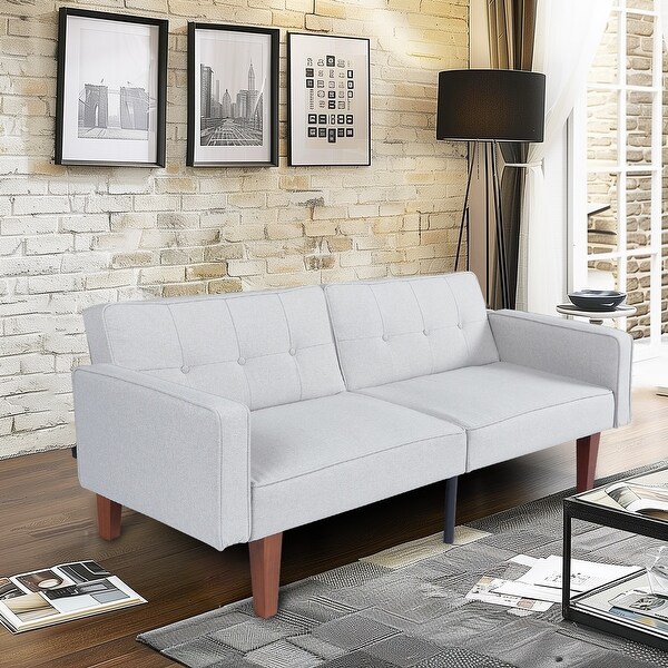 68 in. Twin Size Convertible Sofa Bed Couch w Tufted Adjustable Backrest 5 Colors Optional 22.44 D x 68.11 W x 28.74 H Bed Bath Beyond 40915360