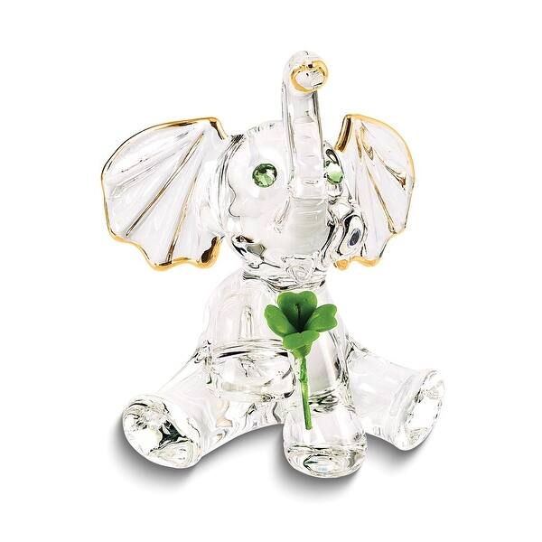 Curata Good Luck Elephant with Clover Handcrafted Glass Figurine - Bed ...