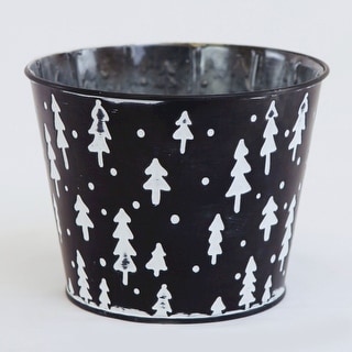 Bucket Shape Black With White Trees Planter - Bed Bath & Beyond - 36882324