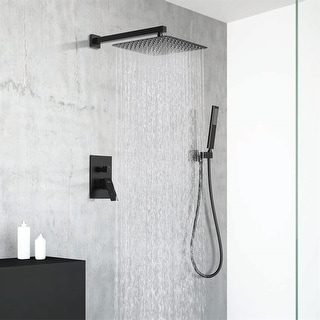 Matte Black Shower System with 10 Inch Rain Shower Head and Handheld ...
