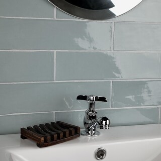 Apollo Tile 40 Pack 3-in x 6-in Abalone Gray Rectangular Subway Glossy ...
