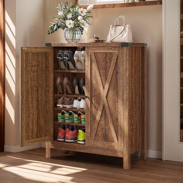 Moasis 5-tier 20 Pair Shoe Storage Cabinet with Double Doors for ...