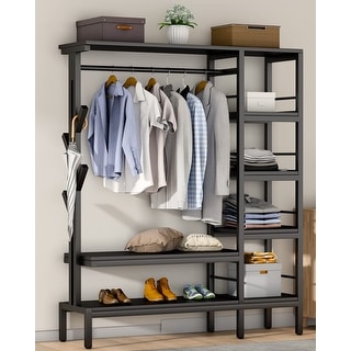 650lbs Capacity Heavy Duty Clothing Rack with Shelves, Closet Organizer ...