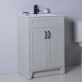 24 in. Single Sink Vanity Set with Manufactured Wood Light Gray - Bed ...