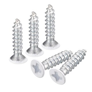 White Self Tapping Screws, 50pcs Flat Head Phillips Wood Screws - White ...