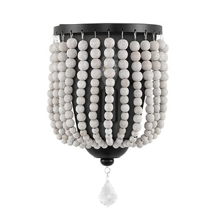 WINGBO Wood Beaded Wall Sconces,Bohemia Wall Lights for Bedroom - Bed ...