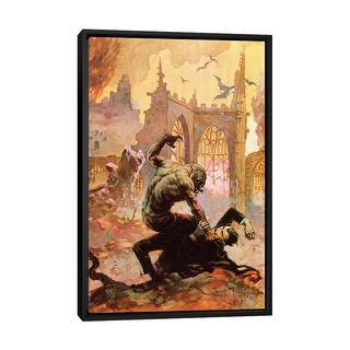 iCanvas "Dracula Vs Wolfman" by Frank Frazetta Framed Canvas Print ...
