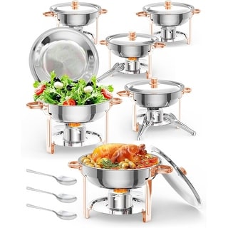 5QT 6-Piece Hot Pot Buffet Set, Round Stainless Steel Hot Pot and Food ...