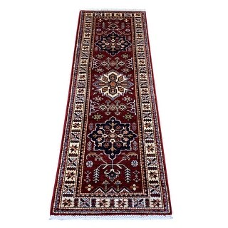 Shahbanu Rugs Dark Mulberry Red, Hand Knotted, Afghan Super Kazak ...