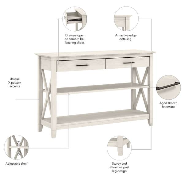 Key West Console Table with Drawers and Shelves by Bush Furniture - Bed ...