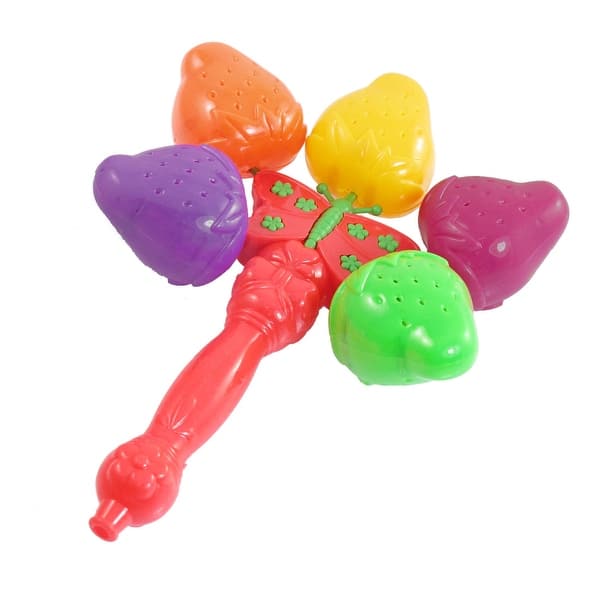 Baby Colors Strawberry Shape Orange Stick Jingle Hand Shaking Bell Toy ...