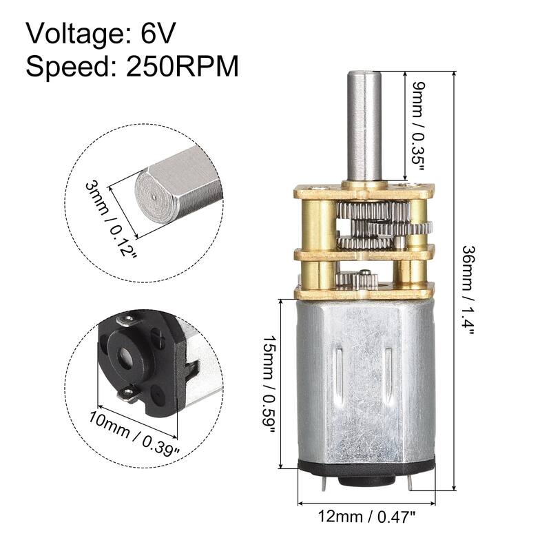 Micro Speed Reduction Gear Motor, DC 6V with Full Metal Gearbox 2 Pack ...