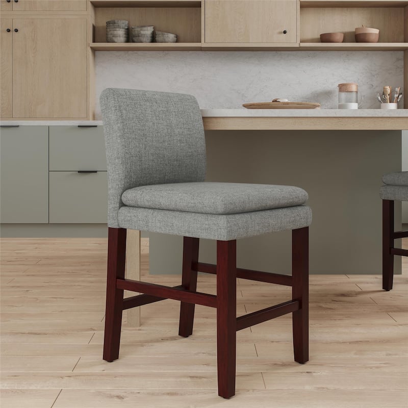 Avenue Greene Cam Grey Linen Upholstered Counter Stool - Bed Bath ...