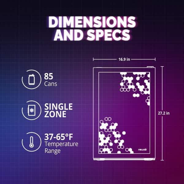 Newair Prismatic Series 85 Can Beverage Refrigerator with RGB HexaColor ...