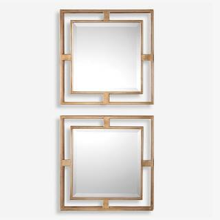 Beveled Square Wall Mirrors - 18" - Gold - Set of 2 - Bed Bath & Beyond ...