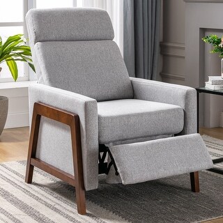 Wooden Frame Upholstered Recliner Chair with Adjustable Backrest ...
