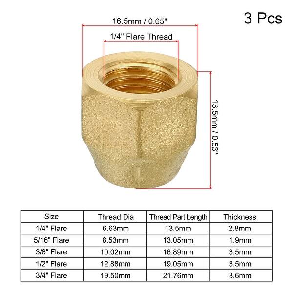 3pcs Brass Flare Cap Flare Male Connector Pipe Fitting Extension - Bed ...
