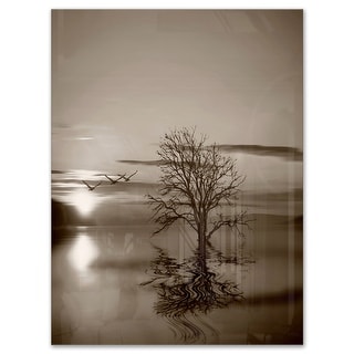 Flying Birds and Lonely Tree - Extra Large Glossy Metal Wall Art ...