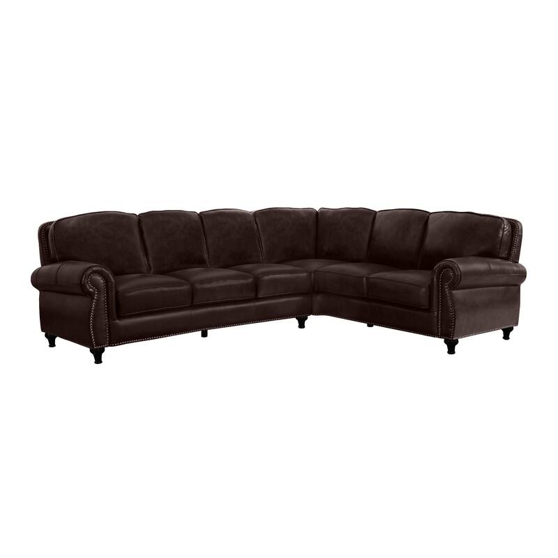 Abbyson Hobson Classic Top Grain Leather Sectional - Overstock - 32511563