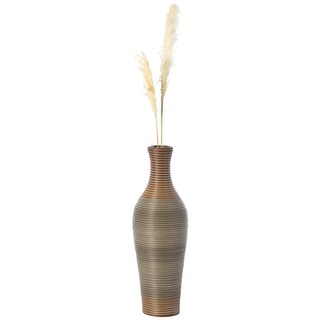 Tall Decorative Modern Ribbed Trumpet Design Brown Floor Vase ...