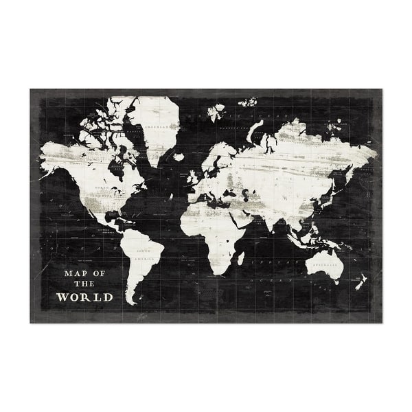 World Map Black Maps Black White Rustic Art Print/Poster - Bed Bath ...