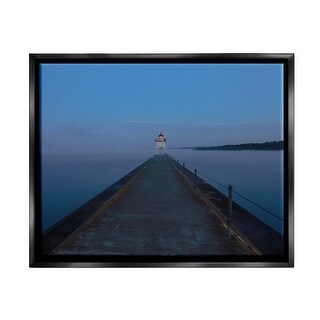 Stupell Lighthouse at Night Framed Floater Canvas Wall Art Design by ...